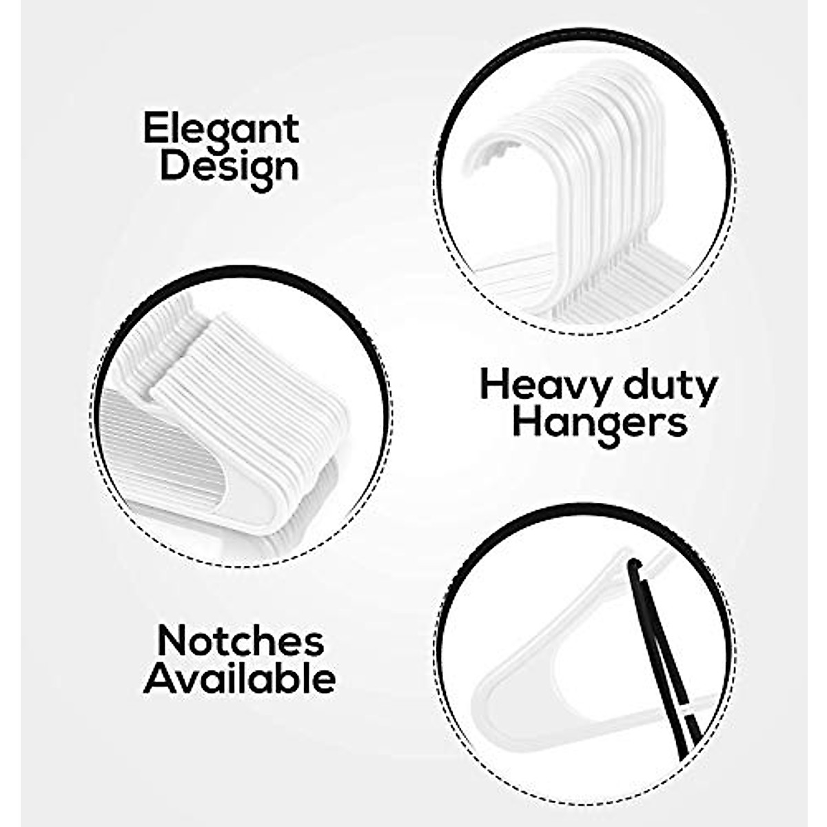 110 Pack - Plastic Hangers for Adults and Kids - Space Saving Notched 50 Pack Plastic Hangers - Durable 60 Pack Kids Hangers - White by Utopia Home