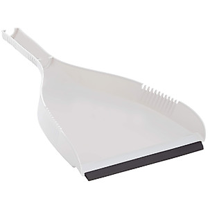 Superio Clip-On Dustpan - Heavy Duty Plastic, Easy Grip Clip-On Dust Pan with Rubber Edge, Detailed Sweeping Debris, Fits Standard Brooms Home & Commercial Dusting & Cleaning Tool, Grey