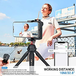 KIWIFOTOS Phone Tripod Mount, Phone Camera Grip Handle Holder with Detachable Bluetooth Shutter Remote Control and Cold Shoe Adapter for iPhone Samsung Smartphone Selfie Vlog Video Shooting-Black