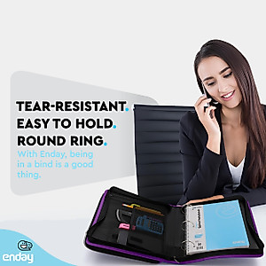 Enday 2 Inch Zipper Binder - 880 Sheet Capacity, 5 Pockets, Expanding File Folder with Durable Handle, Multiple Pockets School Binder Organizer, Purple