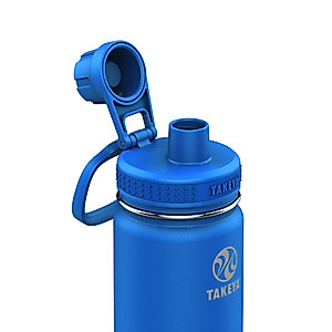 Takeya Actives Insulated Stainless Steel Water Bottles with Spout Lid, 24 Ounce, Midnight Blue and Cobalt