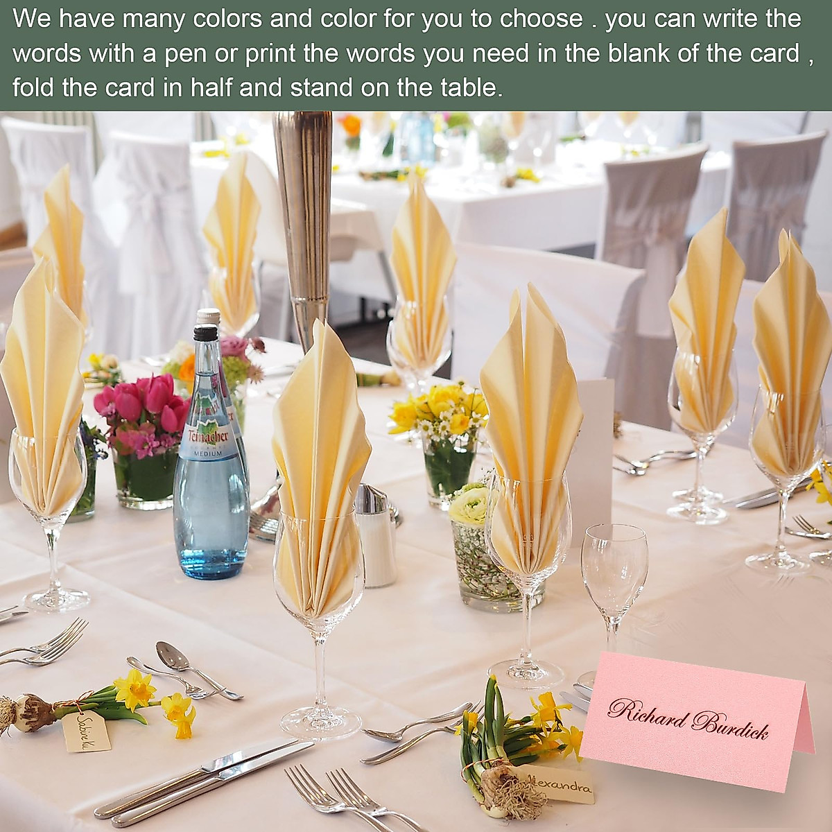 YOKIVE Place Cards for Table Setting, 50Pcs Name Cards Wedding Place Cards Table Place Cards Butterfly Blank Card for Wedding Reception Party,10x10cm, Pink