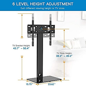 PERLESMITH Universal Floor TV Stand/Base with Swivel Mount for Most 37-70 inch LCD LED TVs - Height Adjustable, Cable Management and Space Saving, VESA 600x400mm, Perfect for Corner & Bedroom PSFS01
