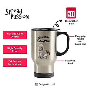 SpreadPassion Squirrel Whisper Travel Mug - Squirrel Whisperer Mug - Squirrel Whisperer Travel Mug - Funny Tea Hot Cocoa Coffee Insulated Tumbler Cup - Novelty Birt