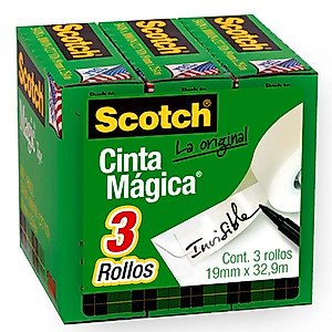 Scotch Magic Tape, 3 Refill Rolls, Numerous Applications, Invisible, Engineered for Office and Home Use, 3/4 x 1296 Inches, Boxed (810-3PK)