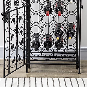HOMCOM 45-Bottle Modern Wine Organizer Decorative Portable Wrought Iron Wine Rack Jail
