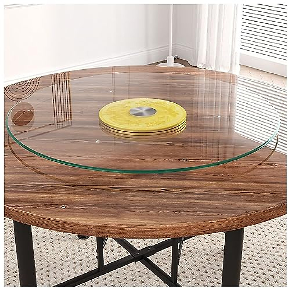 Lazy Susan Glass Turntable, 8mm Transparent Rotating Serving Tray, Heavy Duty Swivel Tray for Kitchen Dining Table (Color : Clear, Size : 50cm/20inch)