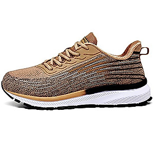 DUORO Mens Road Running Shoes Walking Shoes Lightweight Breathable Non Slip Running Shoes Comfortable Fashion Sneakers for Men (Khaki-3, 8)