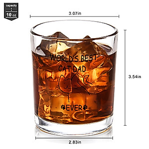 Futtumy Cat Dad Gifts, World's Best Cat Dad Ever Whiskey Glass, Cat Dad Gift for Fathers Day Birthday Christmas, Cat Dad Whiskey Glass for Dad Father Cat Dad Stepdad Bonus Dad Men Cat Lover, 10oz