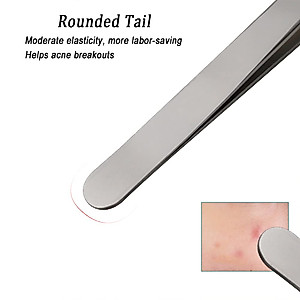 Professional Facial Blackhead Remover Tweezers,3Pcs Precision Pimple Popper Tool Kit for Whitehead Ance Blemishs Comedones Stainless Steel Makeup Tool - Matte