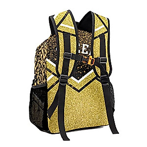 Zaaprint Golden Bling Waterproof Cheer Cheerleaders Backpack Bookbag with Name for Birthday Holiday Gift