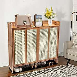 kunghei 6-Tier Large Shoe Cabinet or Home Organizer Cabinet Shoe Rack with Doors, Bookshelf Entryway Shoe Storage Cabinet with Storage Shelves for Entryway, Hallway, Closet, Living Room