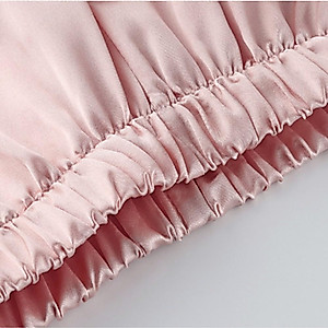 Digirlsor Little Boys Girls Short Satin Pajamas Set Classic Silk Pjs Toddler Kids 2 Piece Sleepwear Button-Down Short Sleeve Pink, Tag16/11-12 years/ Height 140-150cm