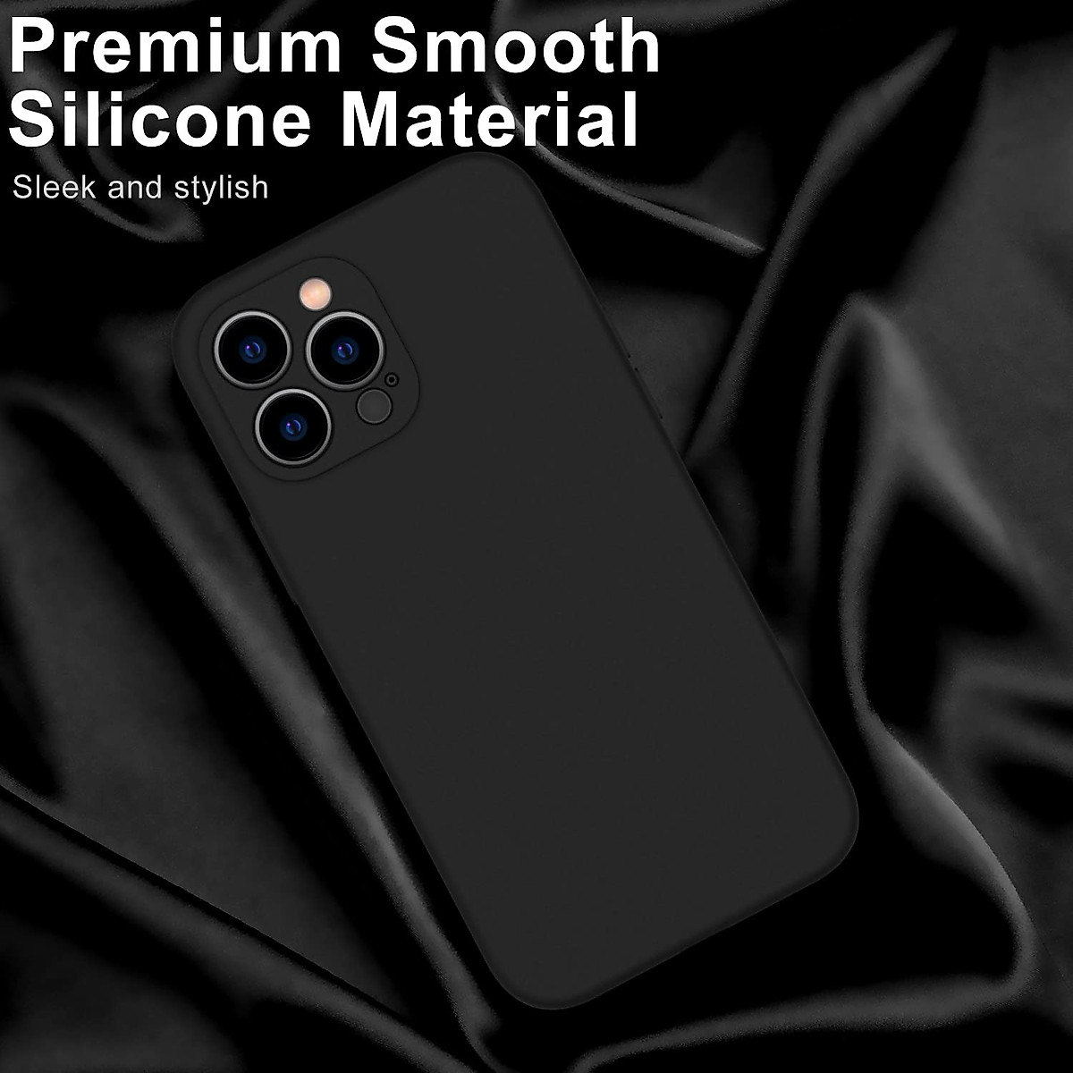DEENAKIN Compatible with iPhone 14 Pro Max Silicone Case - Enhanced Camera Protection and Screen Protector - Smooth Baby Skin-Like Feel - Slim Fit Phone Cover 6.7”for Women Girls - Black