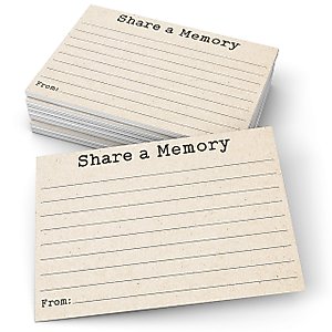 321Done Share a Memory Card (50 Cards) Typewriter Vintage 4" x 6" for Celebration of Life Birthday Anniversary Memorial Funeral Graduation Bridal Shower Game - Made in USA - Rustic Kraft Tan