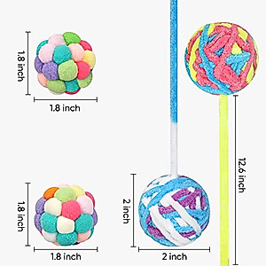 WONOWPA Cat Toy Balls with Bell, Colorful Soft Cat Fuzzy Balls, Interactive Cat Toys for Indoor Cats and Kittens (2 Pcs Bell Balls & 2 Pcs Fuzzy Balls)