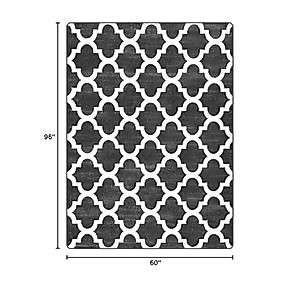 Kimeesky Large 5x8 Geometric Shag Modern Area Rug for Living Room Bedroom, Distressed Moroccan Fluffy Rug Indoor Carpets for Kids Nursery Bedside Room Decor, Memory Foam Shaggy Rugs, Dark Grey/White