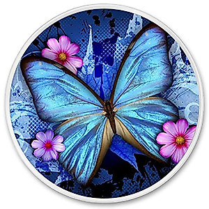 Multi-Function Cellphone Foldable Finger Grip Holder for Smartphone and Tablets - Butterfly Flower Purple Blue