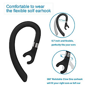 Replacement Ear Hooks for Earpiece, AMZLUV Solf Silicon Flexible Earpiece Clamp/Ear Loop Clips for Single-Ear Bluetooth Headset, Compatible with New Bee, Plantronics, and Other Brands-Set of 3 (Black)