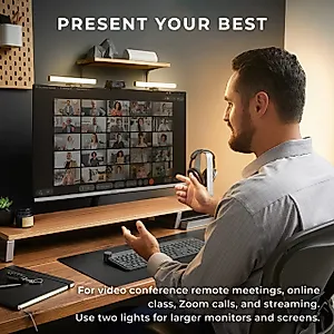 HumanCentric Video Conference Lighting - Webcam Light for Streaming, LED Monitor and Laptop Light for Video Conferencing, Zoom Lighting for Computer, Replaces Ring Light for Zoom Meetings, Triple Kit