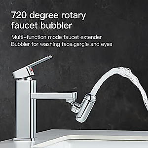 SUBMARINE Faucet Bubbler，720-Degree Multi-Angle Rotary Faucet Aerator、Extender，35 Degree Temperature Change Color，Can Be Used For Washing Face, Washing Eyes, Gargling, Etc(Silver)
