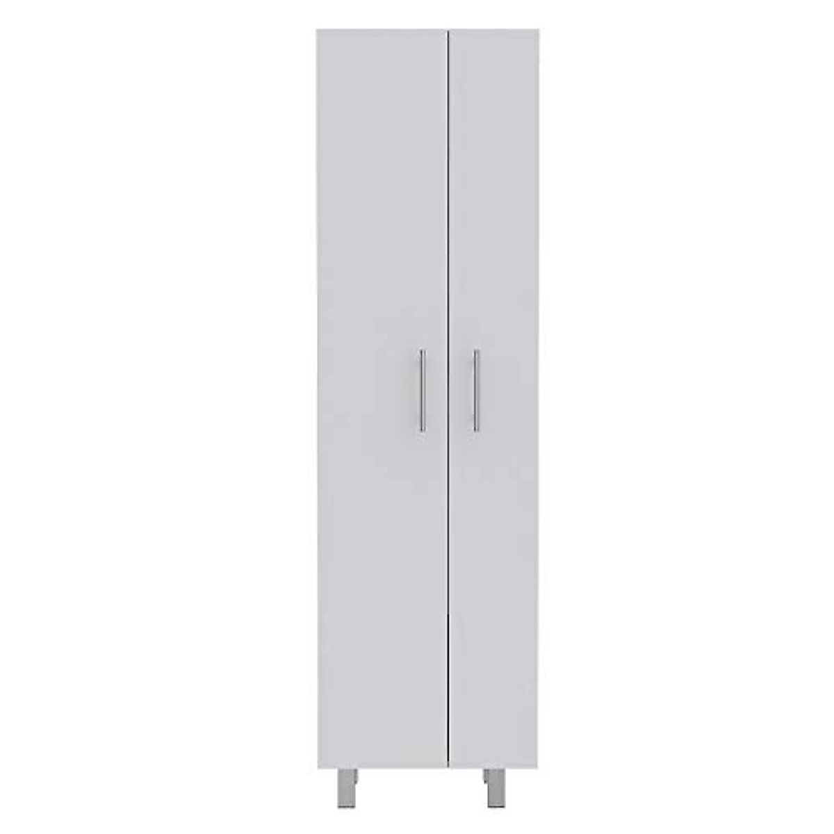 Nala Cleaning Cabinet with 5 Shelves and Hanging Rack in White