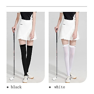 Hopply Golf Sun Protection Socks UPF50+ Overknee Stocking Ice Silk Breathable Cool Socks for Women School Outdoor Sports (as1, alpha, one_size, regular, regular, 3Pairs-long(white), One size)