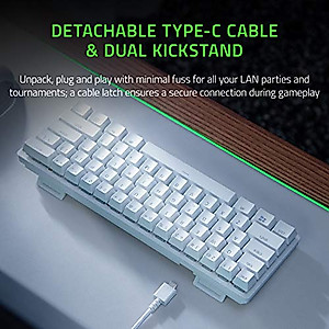 Razer Huntsman Mini 60% Gaming Keyboard: Fast Keyboard Switches - Linear Optical Switches - Chroma RGB Lighting - PBT Keycaps - Onboard Memory - Mercury White
