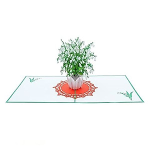 ETA Lily of the Valley Pop Up Card - 3D Happy Birthday with Flowers Design, Flower Card, for Mother’s Day, Get Well Best Wishes Mom, Women and Friends, F16