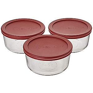 Anchor Hocking 4 Cup Food Storage Containers with Red Lids (3)