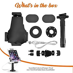 Pyle PSPADLK8 Anti-Theft Tablet Security Stand Kiosk - Table Mount Desktop Tablet Case Holder with Lock, Adjustable Clamp Arm, Internal Cable Routing, for iPad, Kindle, Samsung, Android Tablets