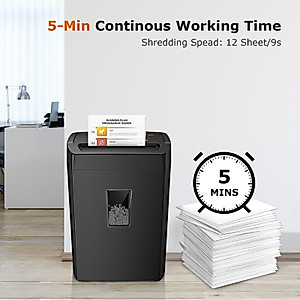 Bonsaii 12-Sheet Cross Cut Paper Shredder, 10-Minute 5.5 Gal Home Office Heavy Duty Shredder for Paper, Credit Card, Mails, Staples, with Transparent Window, High Security Level P-4 (C275-A)