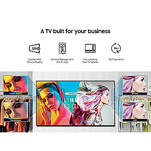 Samsung 43-Inch BE43T-H Pro TV | Commercial | Easy Digital Signage Software | 4K | HDMI | USB | Tuner | Speakers | 250 nits, Black