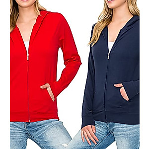 LALAPARKS Lightweight Cotton Zip-Up Hoodie Jacket - Comfy Casual Active Plain Everyday Wear - Black X-Large