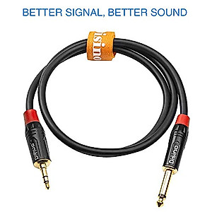 Disino 1/4 inch TS to 1/8 inch TRS Cable, 1/4" TS Mono to 1/8 inch(3.5mm) TRS Stereo Interconnect Adapter Cable,Mono to Stereo Patch Cord- 3.3 Feet /1 Meter
