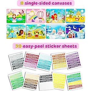 Dot Sticker Art Kit for Kids - DIY Dot it Art Activity - Sticker Book for Toddlers - Princess,Unicorn,and More - Cryptofocus Sticker Kit - Mess-Free Fun Kids Stickers - Perfect Gifts for Ages 3 to 7