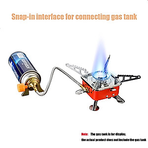Mini Square Camping Stove,compact folding, wind proof, Piezo Ignition, Use with butane gas tank, Very Perfect for outdoor backpacking, picnics, hiking and camping other occasions (Buckle interface)
