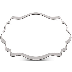 LILIAO Plaque Cookie Cutter Long Fancy Frame Biscuit Cutter for Wedding - 4.5 x 3 inches - Stainless Steel