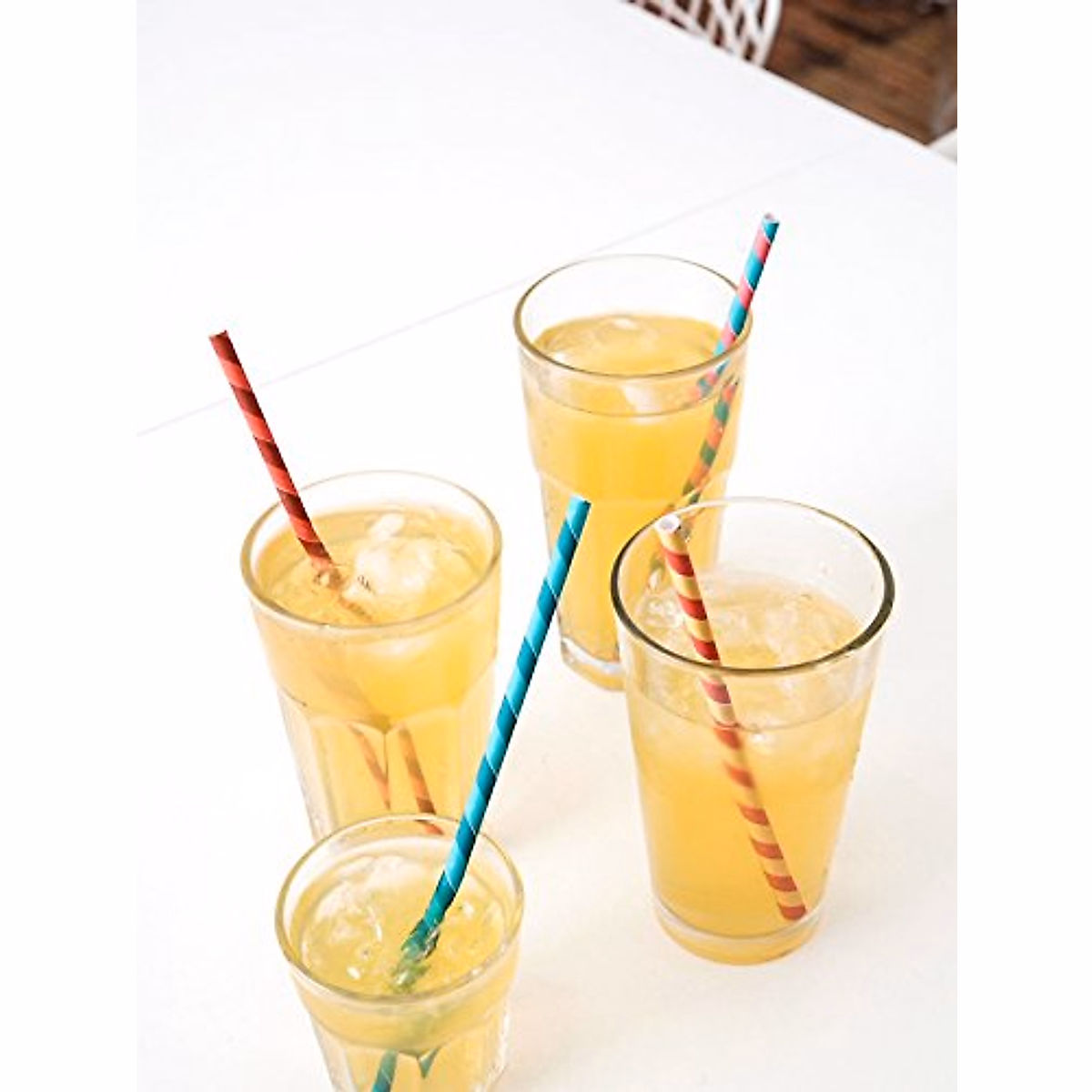 Kikkerland Biodegradable Party Stripes Paper Straws, Multicolored, Box of 144