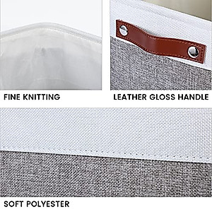 Ecegeva 17 Inch & 15 Inch Closet Baskets|Shelf Basket for organizing in Bedroom, Living Room, Study, Nursery, Kitchen, Office, Closet, and Closet Storage Baskets With Handles(White&Grey)