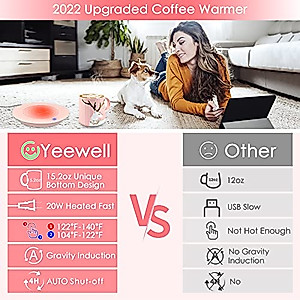Gifts for Mom Wife Women, Coffee Warmer with Mug Set, Electric Coffee Cup Warmer with 15.2oz Mug, Coffee Mug Warmer for Desk, Coffee Lovers Gifts for Birthday, Valentine's Day Gifts