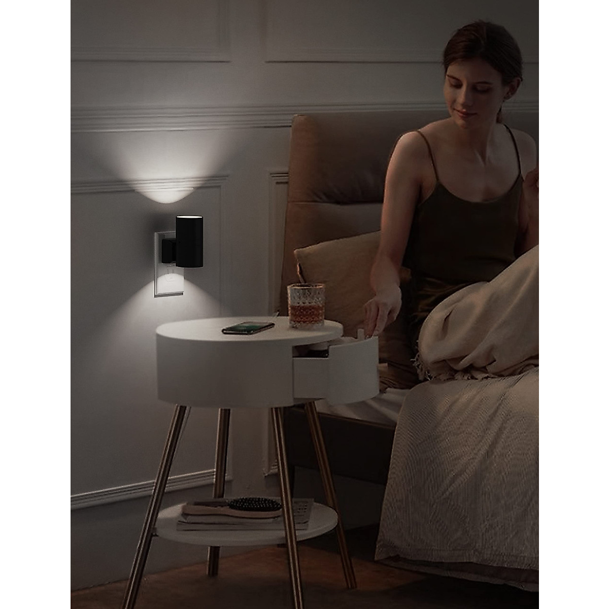 L LOHAS LED Night Light, Bright Night Light, Night Lights Plug into Wall, 5000K Daylight White, Dimmable Night Lights with Light Sensor, Decorative Night Lights for Hallway Bathroom Kitchen, 2 Pack