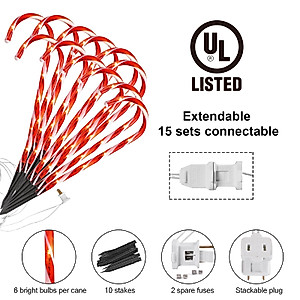 Fedeas Christmas Candy Cane Lights Outdoor Decoration, Set of 10 Packs Pathway Markers LED Lights for Home Indoor Patio Garden Yard Walkway Lawn