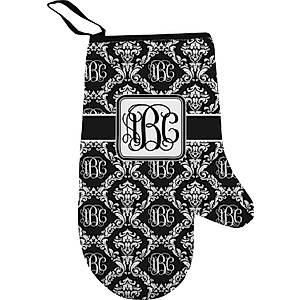 Personalized Monogrammed Damask Right Oven Mitt & Pot Holder Set
