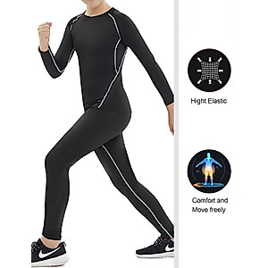 HOPLYNN Youth Boy’s Compression Shirts, Long Sleeve Quick Dry Cold Weather Gear Undershirts for Kid’s Athletic Sports Football Basketball-2 Black 1 Blue 1 White-S