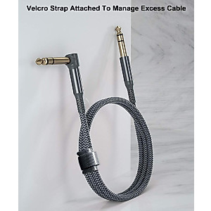 Elebase 1/4 Inch TRS Instrument Cable 10ft 2-Pack,Right-Angled to Straight 6.35mm Male Jack Stereo Audio Cord,6.35 Balanced Interconnect Line for Electric Guitar,Bass,Keyboard,Mixer,Amplifier,Speaker