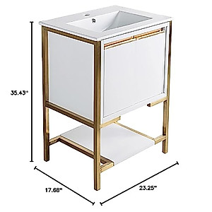 Swiss Madison - well made forever Marseille 24" Bathroom White and Brushed Gold Bath Vanity