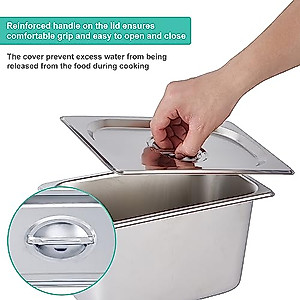 8 Pack Hotel Pans 1/4 Size Steam Table Pan with Lid,Commercial Stainless Steel Pan, Catering Food Pan for Food Warmer Party Restaurant Catering Supplies Restaurants