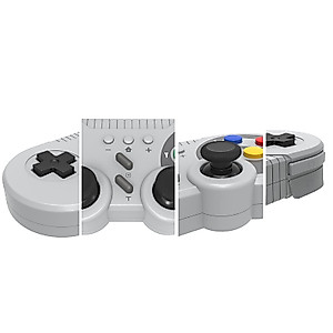Cenxaki Switch Controller for Nintendo Switch, Wireless Switch Gamepad Compatiable for NS/Switch OLED/Windows PC Classic SNES Style Controller with Motion Control/Vibration/Turbo/Wakeup - Gray