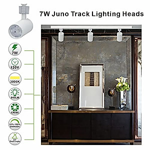 Arcfox 7W LED Track Lighting Heads 3000K 2 Wire Single Circuit J Type Track Light Rail Dimmable Ceiling Spotlight Fixture CRI90 for Dining Room Bedroom Accent Lighting 6 Pack